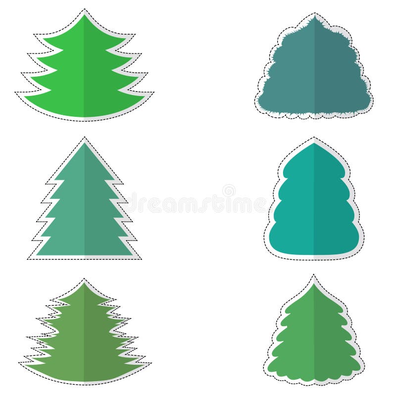 Set with Stickers Made As Pine Trees Stock Illustration - Illustration ...