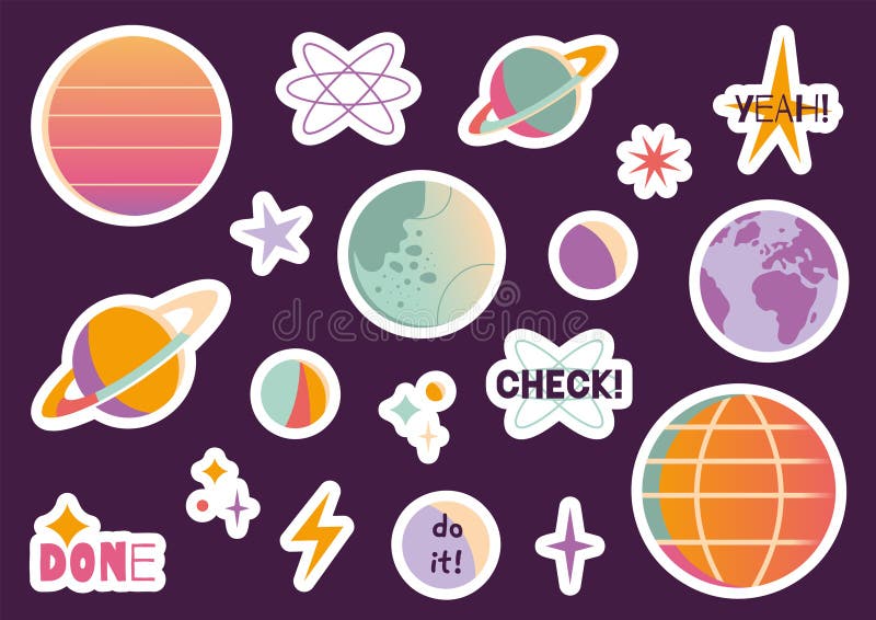 Set of Stickers for Planner and Diaries, Vector Flat Illustration. Cute ...