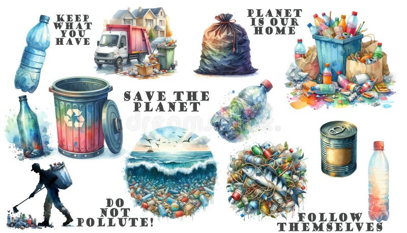 Set of Stickers on the Topic of Pollution of the Planet Stock ...