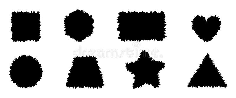 Set of Stickers with Torn Edges of Different Shapes. Silhouette of ...