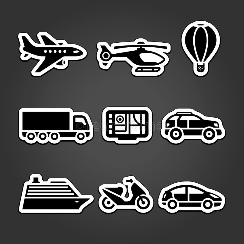 Set Stickers Transport Color Icons Stock Vector - Illustration of ...