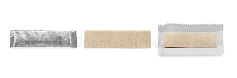 Set with Sticks of Chewing Gum on White Background, Top View Stock ...