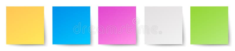 Set Sticky Papers in Different Colours Isolated, Collection Stick Note ...