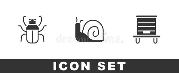 Set Stink Bug, Snail and Hive for Bees Icon. Vector Stock Vector ...
