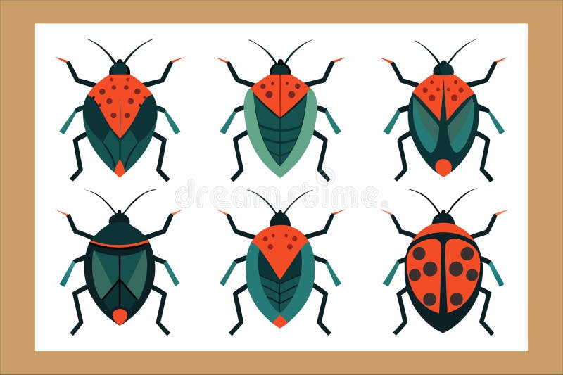 A set of stink Bugs stock illustration. Illustration of fascinating ...