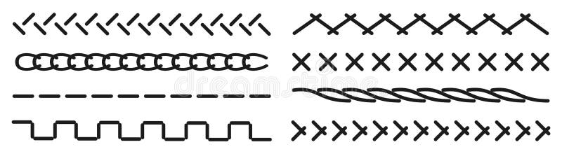 Set Stitch Sewing Machine. Cut Lines. Sewing Stitches Set Seam - Vector ...