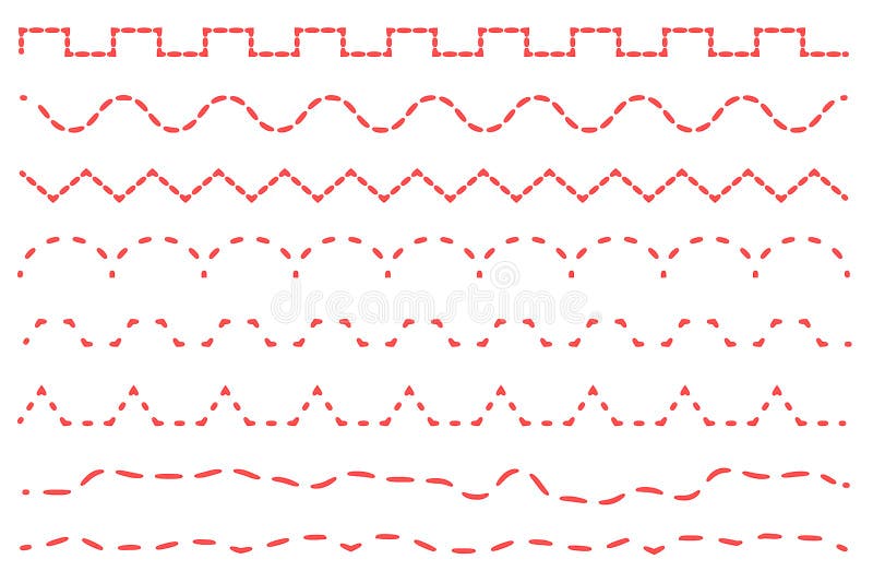 Set Stitch Sewing Machine. Cut Lines. Stock Vector - Illustration of ...