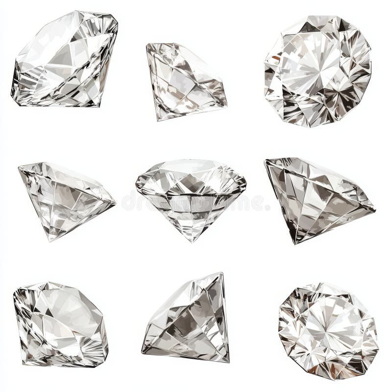 A Set of Stock Jewelry Pieces with Diamond Elements, Displayed on a ...