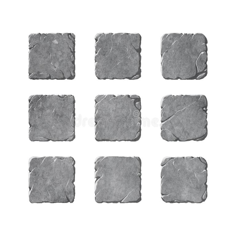 Set of Stone Buttons and Elements. Stock Illustration - Illustration of ...