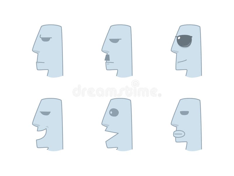 A Set of Stone Face Emoticons. Isolated Vector Illustration Stock ...