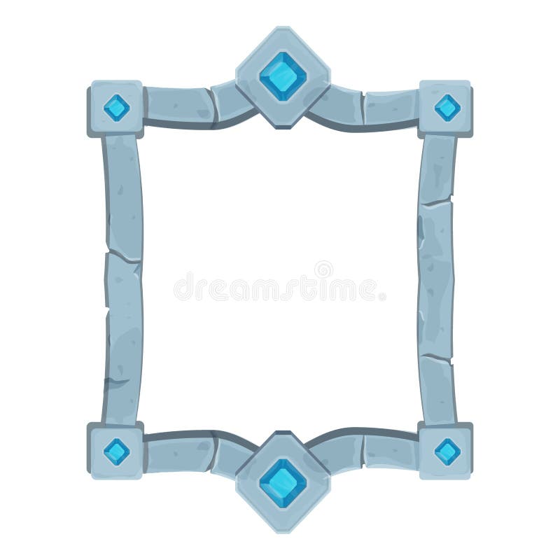 Set Stone Frame with Border and Gemstones, Shield Shape, Empty Medieval ...