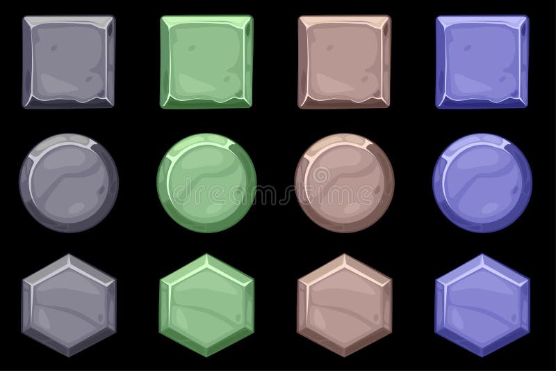 Set of Stone Icons Frames of Different Shapes. Stock Vector ...