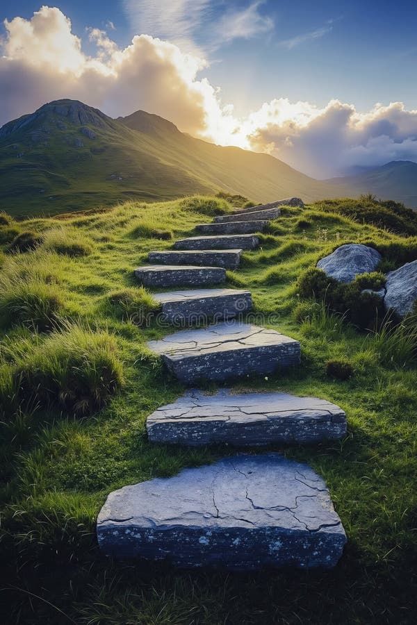 Set Stone Steps Leading Up Top Hill Stock Photos - Free & Royalty-Free ...