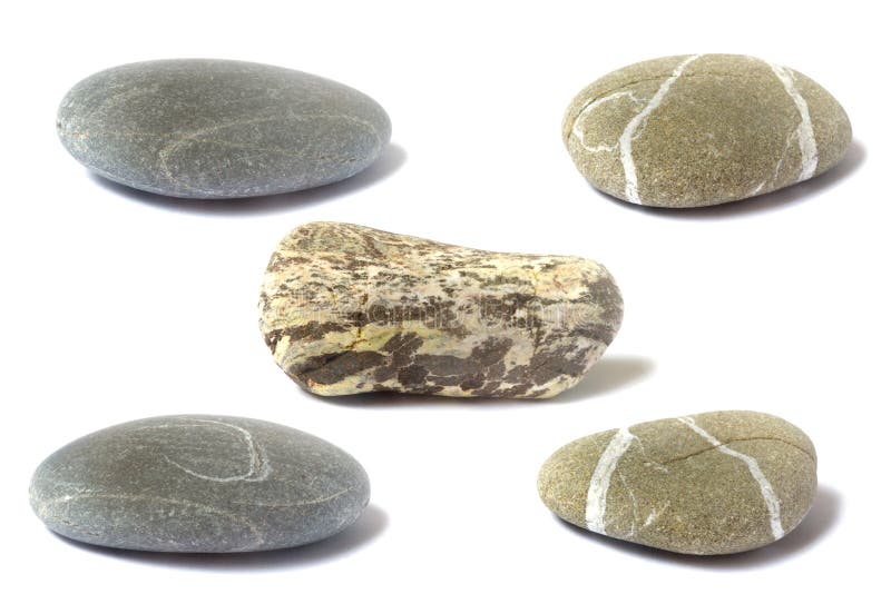 A Set of Stones with a Shadow Isolated on a White Background Stock ...