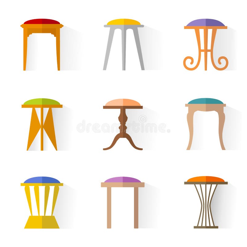 Set of Stools. Vector Illustration. Stock Vector - Illustration of ...