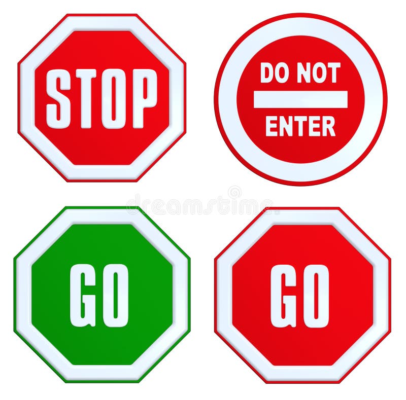 Set of STOP, GO, DO NOT ENTER Sign Stock Illustration - Illustration of ...