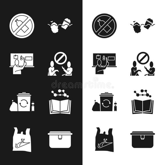 Set Stop Plastic Pollution, No Bottle, Problem of the Ocean, Recycle ...