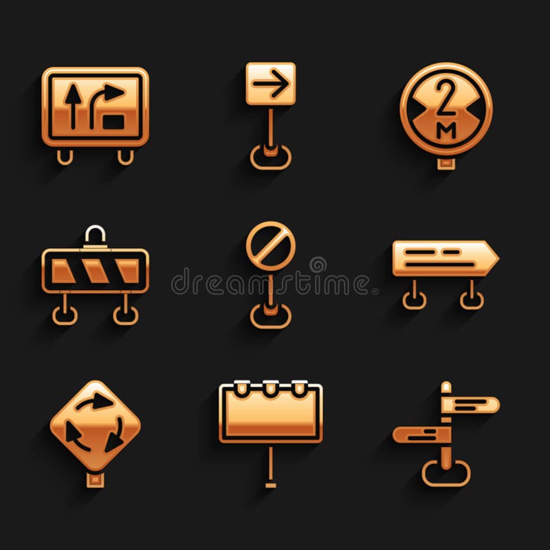 Set Stop Sign, Billboard with Lights, Road Traffic, Roundabout, Barrier ...