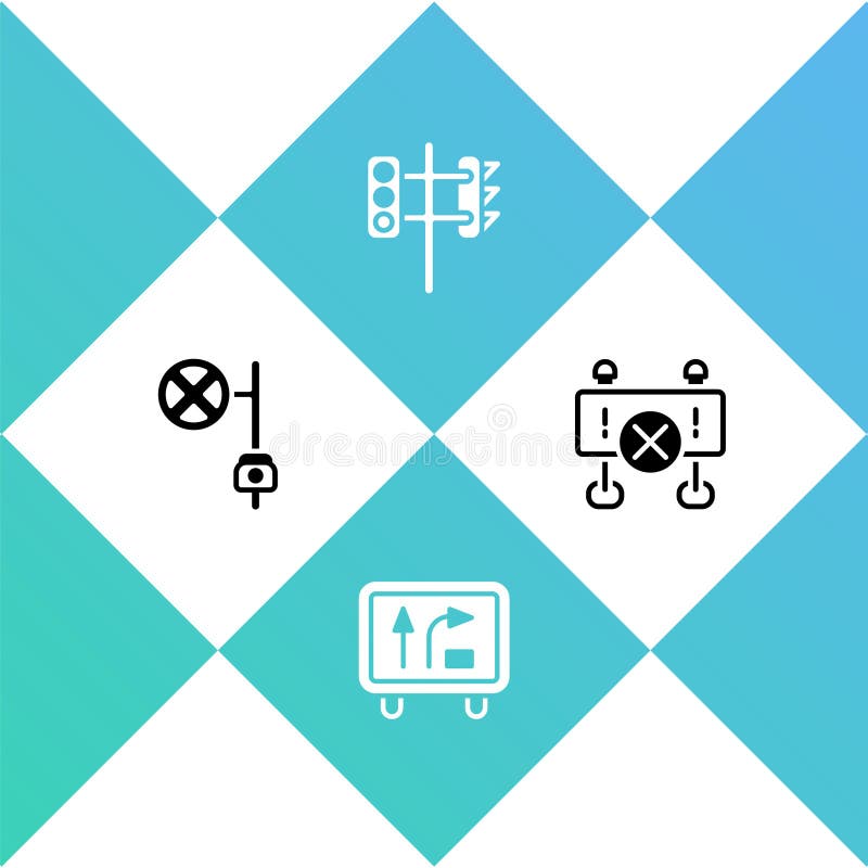 Set Stop Sign with Camera, Road Traffic, Traffic Light and Barrier Icon ...