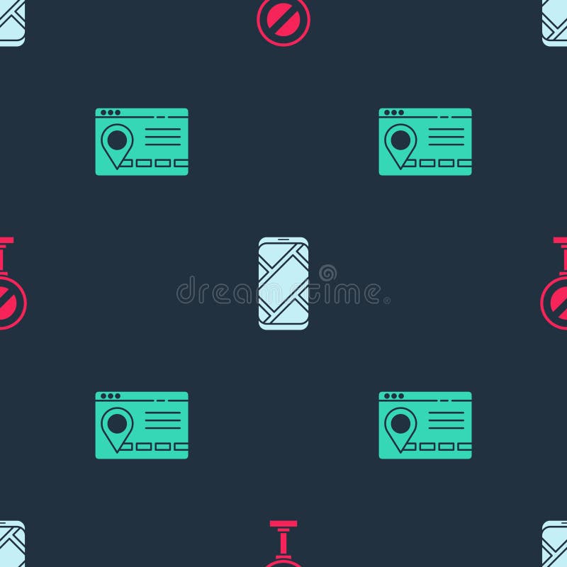 Set Stop Sign, City Map Navigation and Infographic of City on Seamless ...