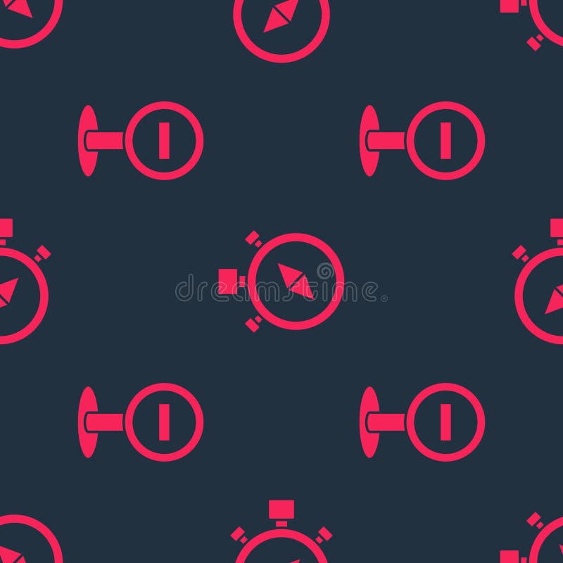 Set Stop Sign and Compass on Seamless Pattern. Vector Stock Vector ...