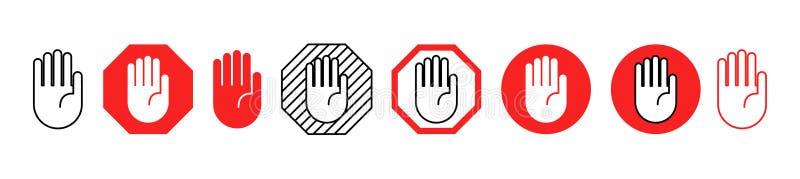 Set of Stop Sign Line Shapes, Thin Line Design Vector Illustration ...
