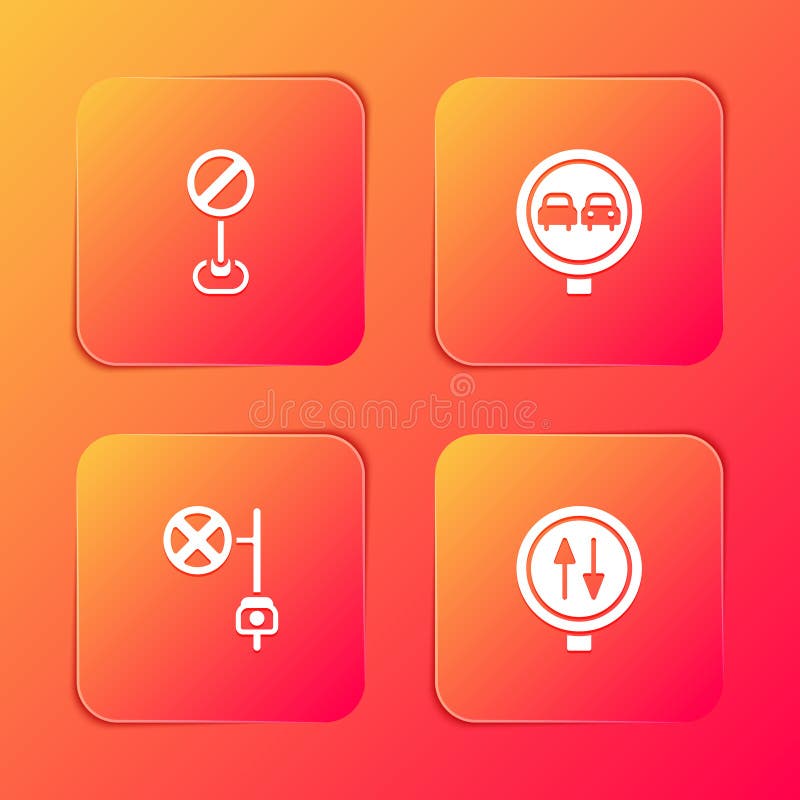 Set Stop Sign, No Overtaking Road Traffic, with Camera and Road Warning ...