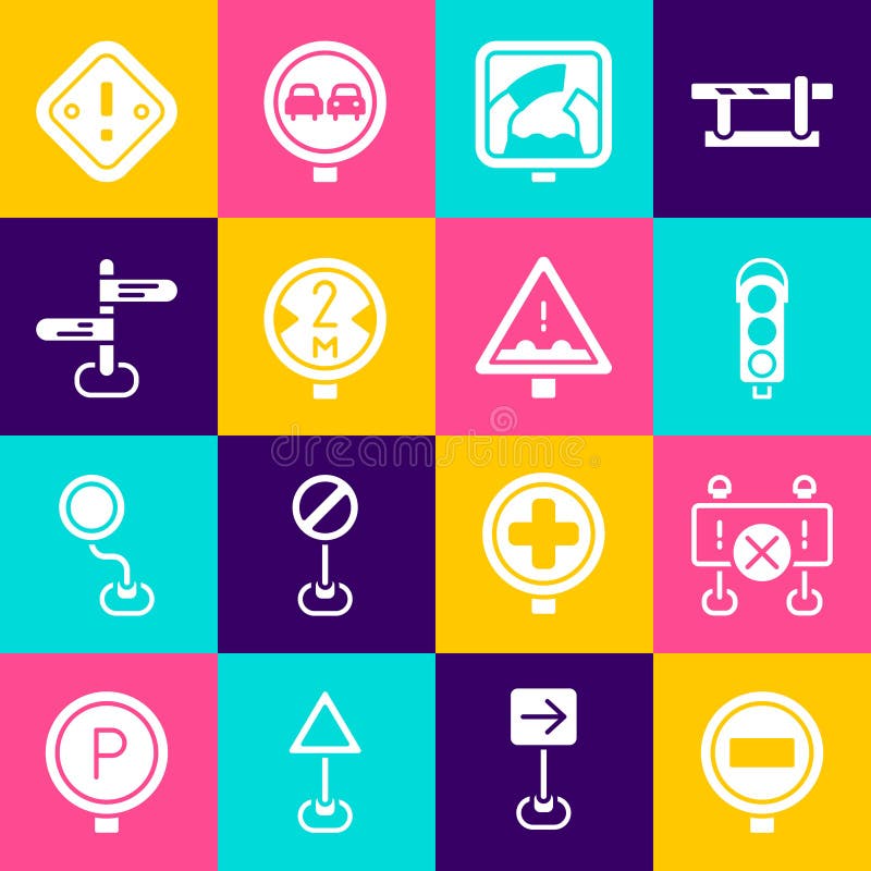 Set Stop Sign, Road Barrier, Traffic Light, Drawbridge Ahead, Traffic ...