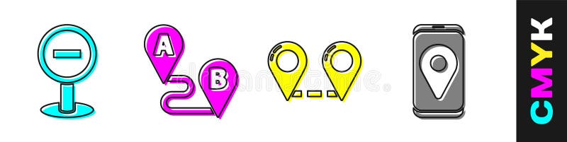 Set Stop Sign, Route Location, Route Location and City Map Navigation ...