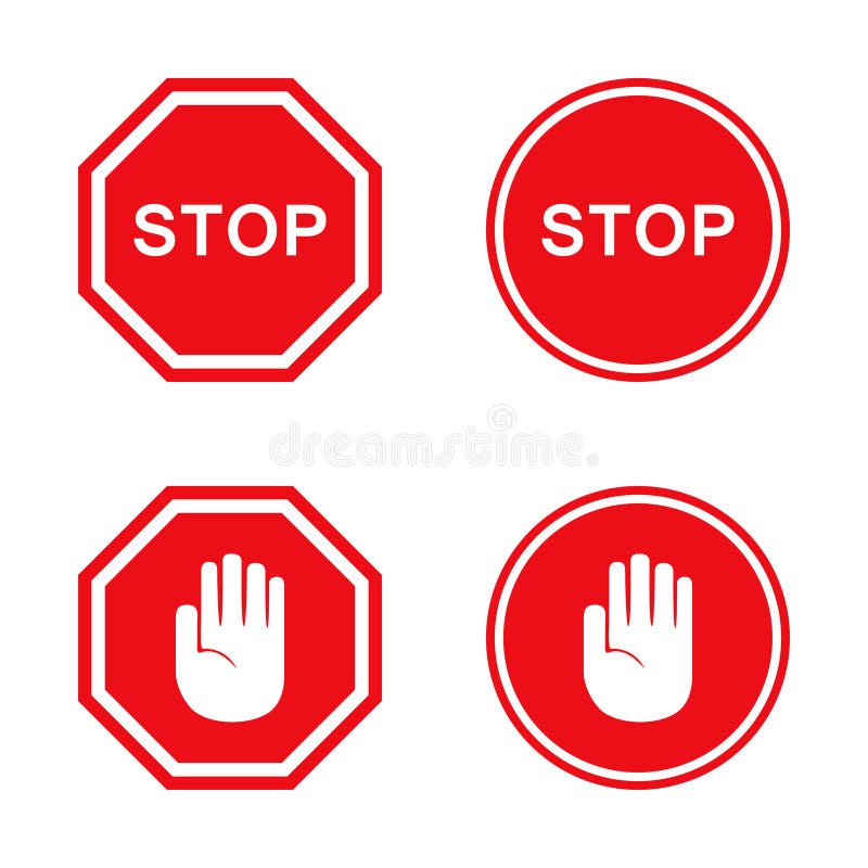 Set of Stop Signs in Red. Vector Illustration Stock Vector ...
