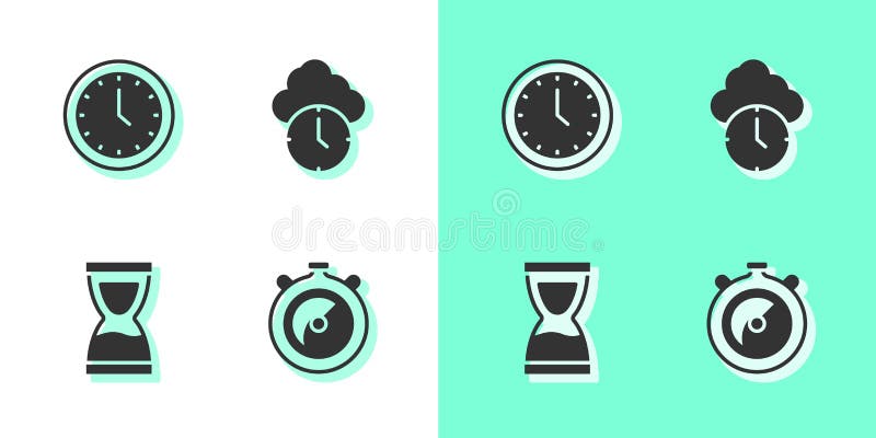 Set Stopwatch, Clock, Old Hourglass and Icon. Vector Stock Vector ...