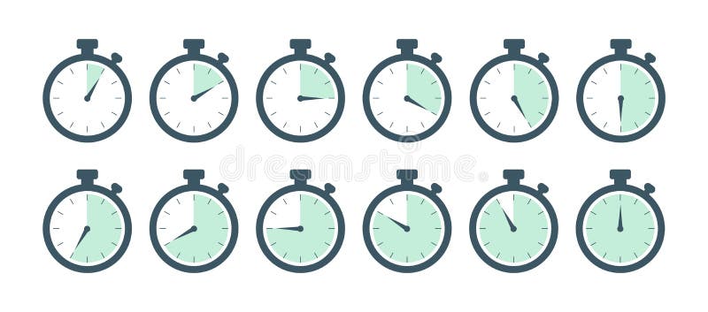 A Set of Stopwatch with Different Time. Countdown in Seconds. Vector ...