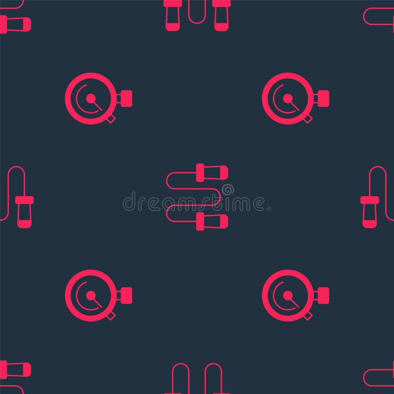 Set Stopwatch and Jump Rope on Seamless Pattern. Vector Stock Vector ...