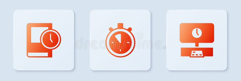Set Stopwatch, Time for Book and Smart Tv Time. White Square Button ...