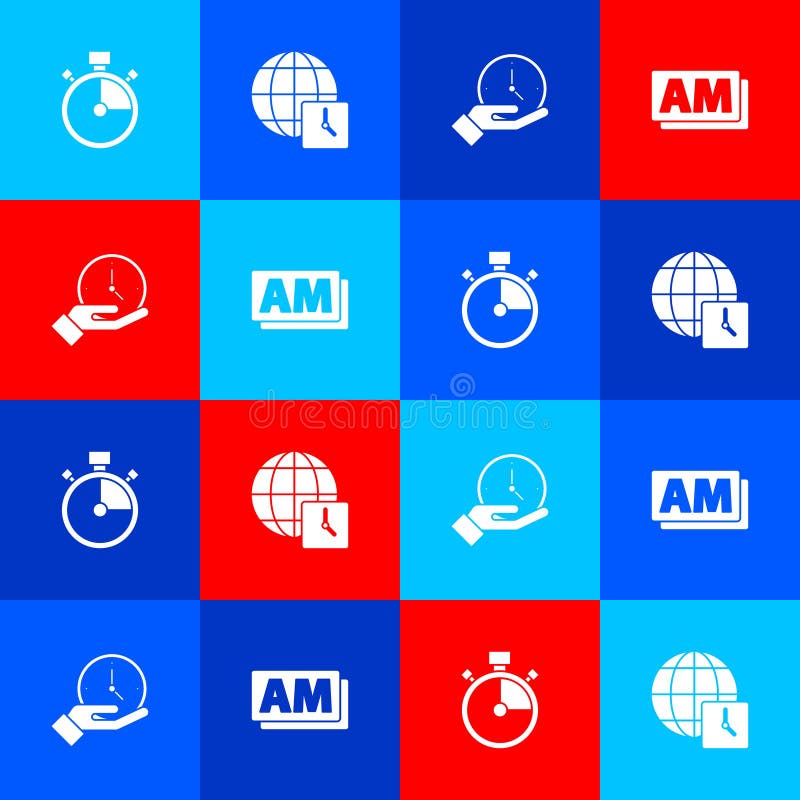 Set Stopwatch, World Time, Clock and am Icon. Vector Stock Vector ...