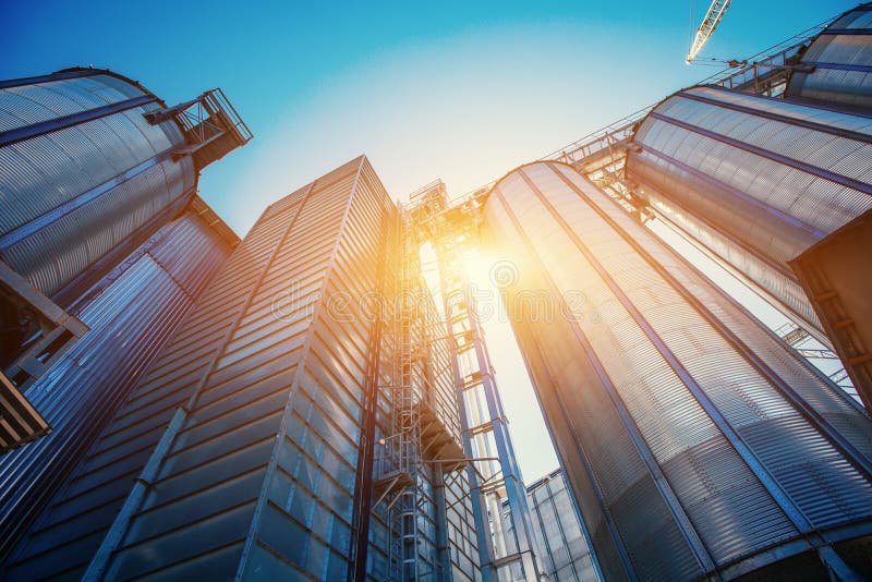 Set of Storage Tanks Cultivated Agricultural Crops Processing Pl Stock ...