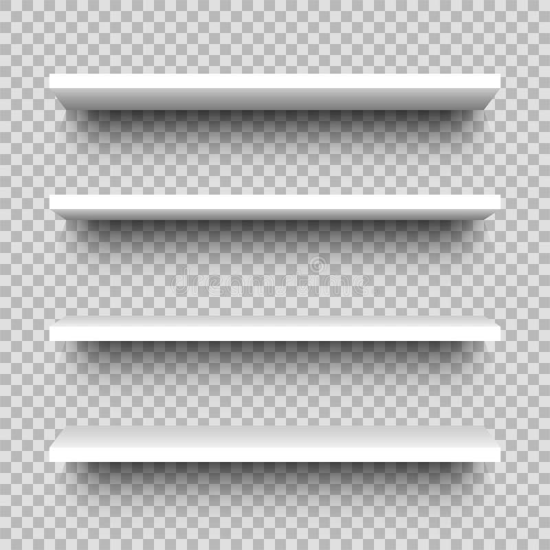 Set of Store Shelves, Front View. White Empty Shop Shelves, Showcase ...
