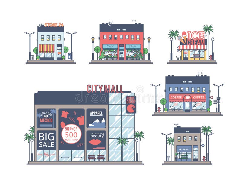 The set of stores stock vector. Illustration of office - 54296318