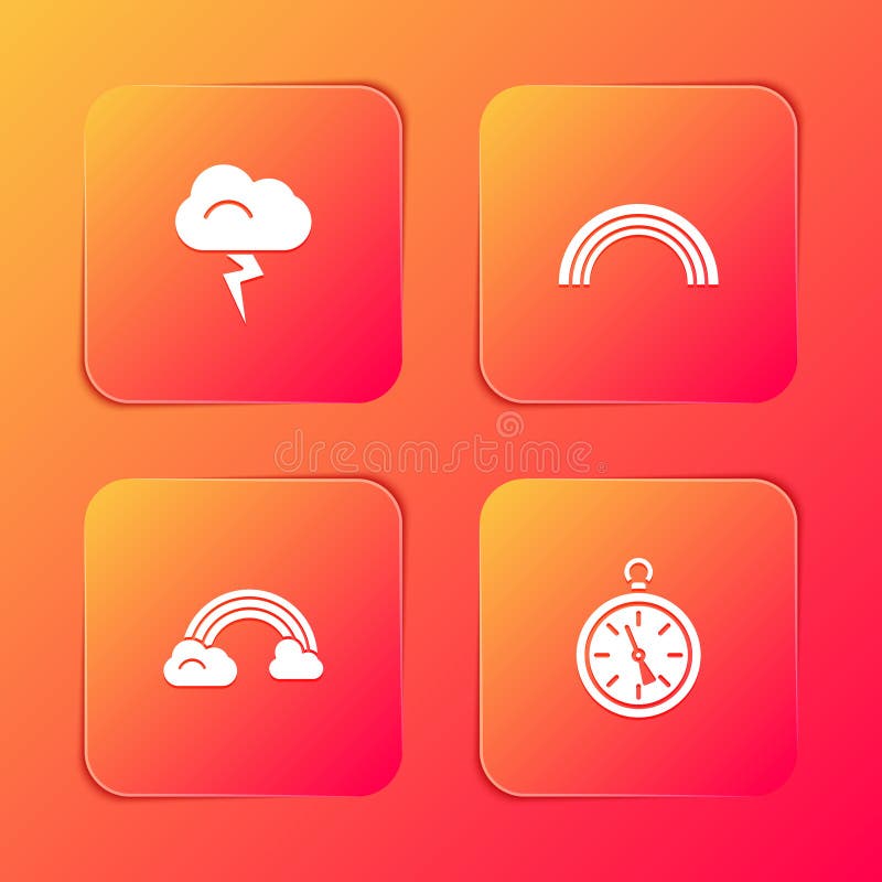 Set Storm, Rainbow, with Clouds and Compass Icon. Vector Stock ...
