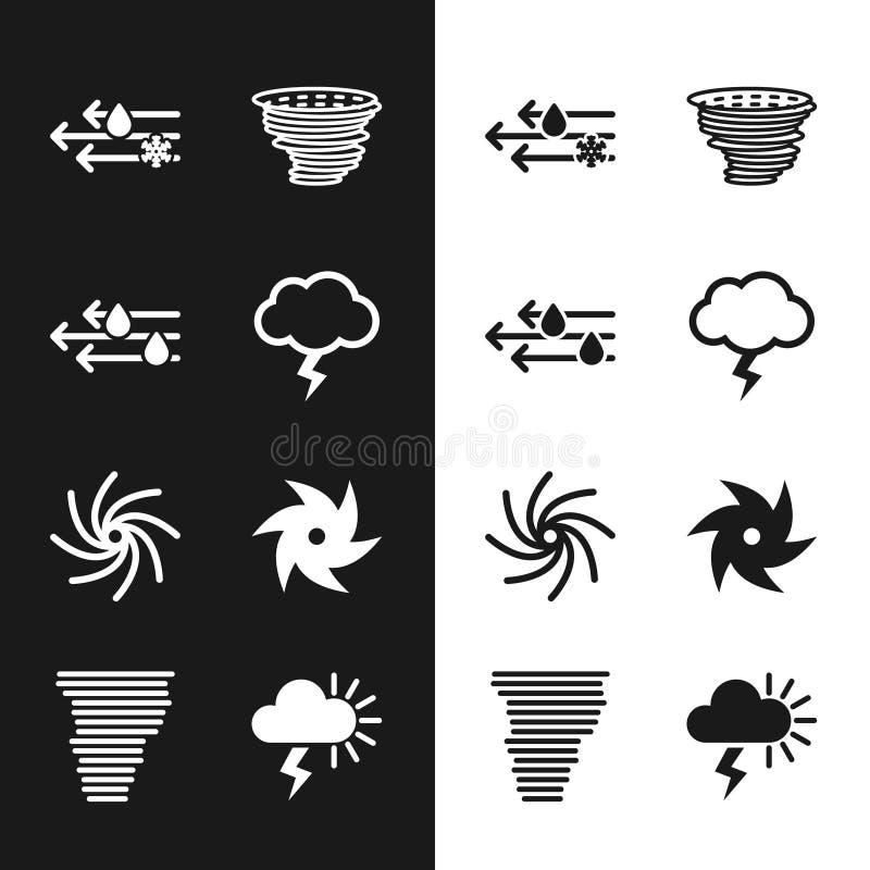 Set Storm, Wind and Rain, with Snow, Tornado, and Icon. Vector Stock ...