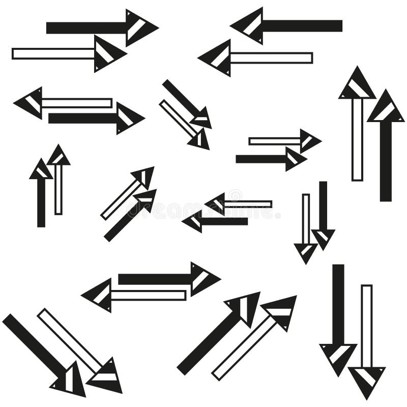 Set with Straight Arrows Different Sides. Vector Illustration. Stock ...