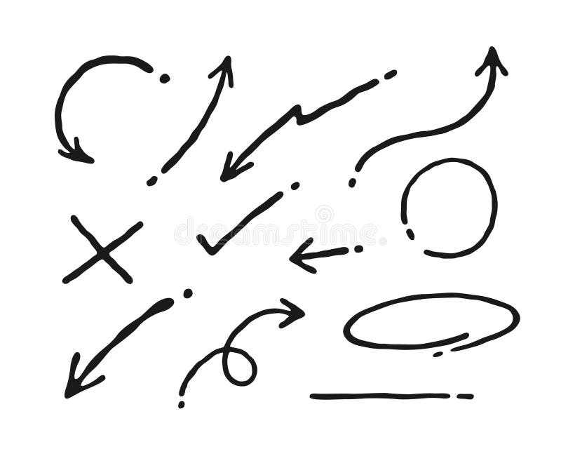 Set of Straight and Curved Arrows, Vector Stock Vector - Illustration ...