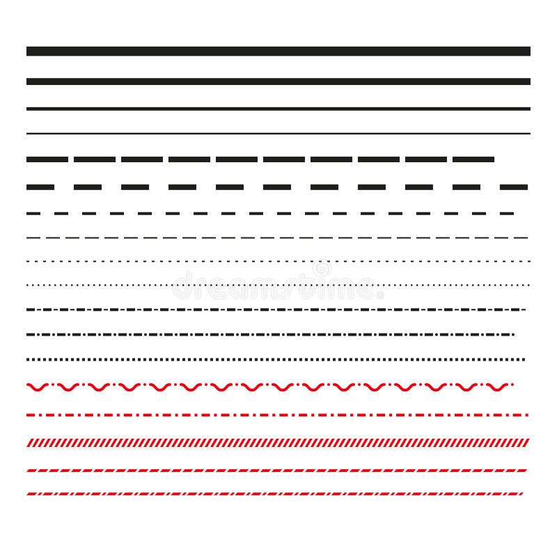 A Set of Straight and Dashed Lines. Simple Flat Vector Illustration ...
