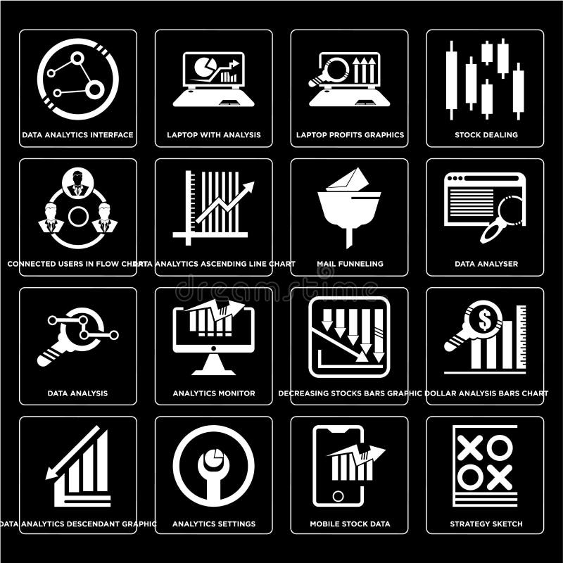 Set of Strategy Sketch, Connected Users in Flow Chart, Analytics ...