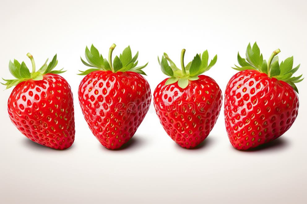 Set Strawberries View Side Isolate White Strawberry Half Whole Leaf ...