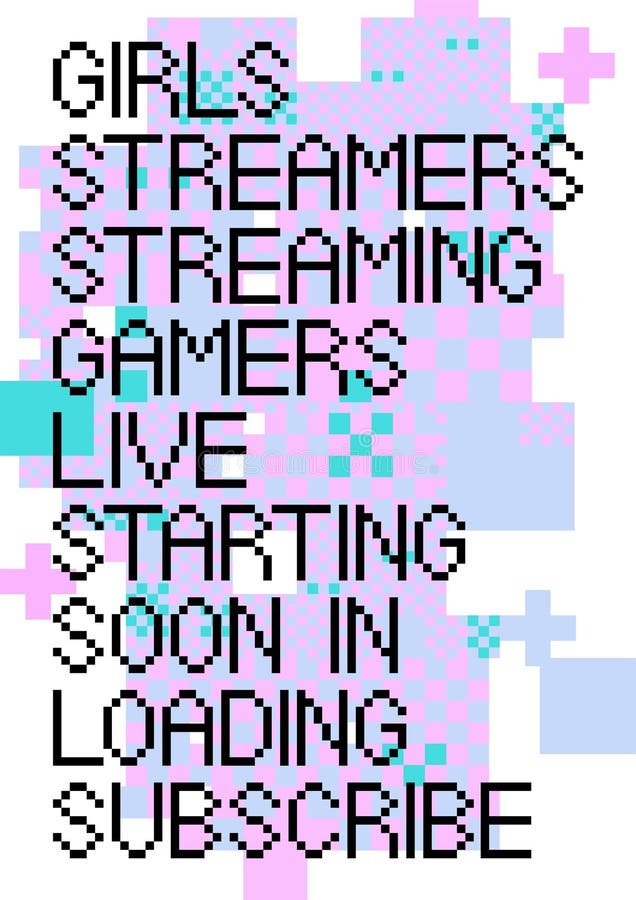 Set of Streamer and Gamer Related Words in a Pixel Art Style Stock ...