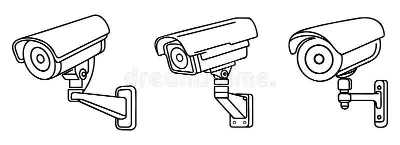 Set Street Surveillance Camera Icon Isolated. Vector Illustration Stock ...