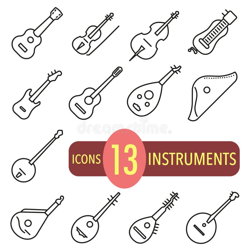 A Set of Stringed Instruments with a Thin Line Title. a Set of Stringed ...