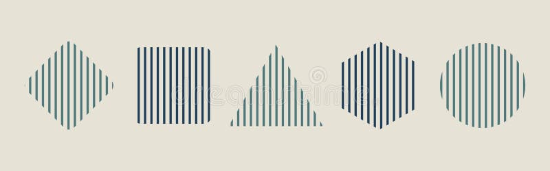 Set Striped Geometric Shapes. Collection Figures Consisting of Pattern ...