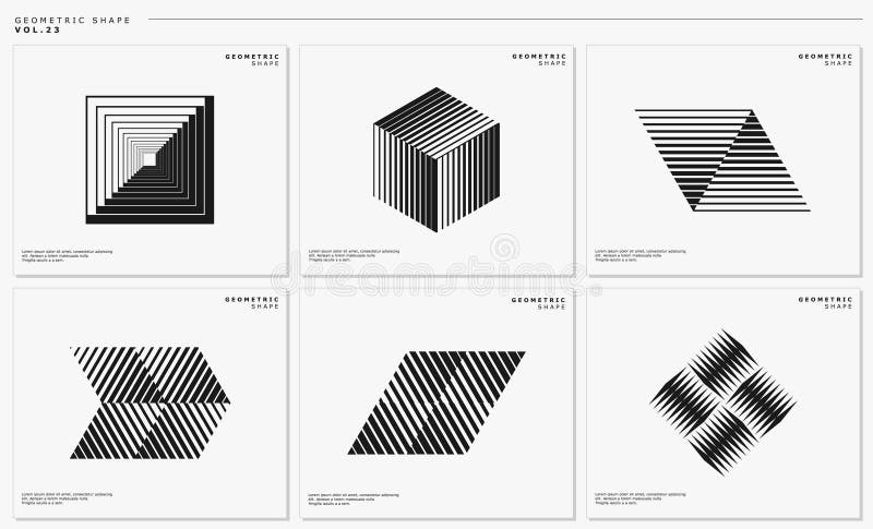 Set of Stripped Line Abstract Logo Design Template. Blend Lines Logo ...